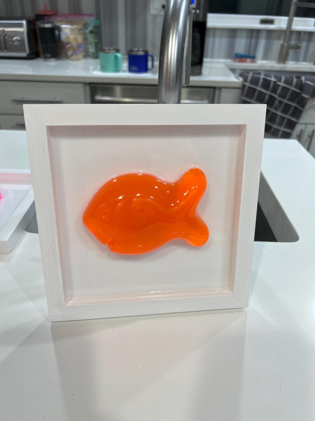 3D Neon Orange Resin Goldfish Cracker Wall Art - 8x8 - Etsy