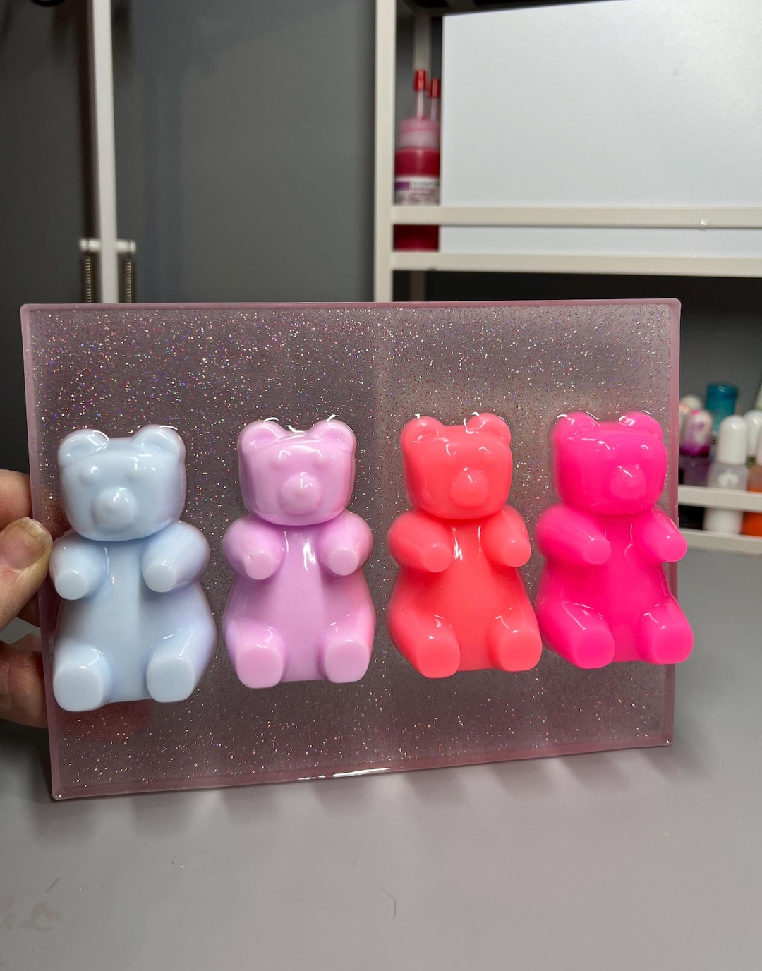Pastel Resin Gummy Bear Wall Art: 3D Candy Decor, Colorful Cheerful ...