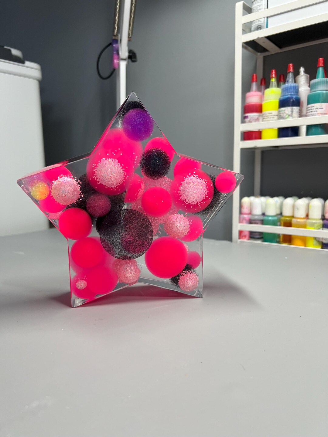 Pink Glitter Star Decor Sculpture: Handmade 3D Pop Art, Everything but ...