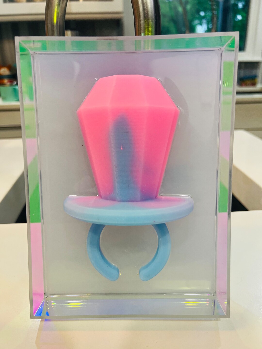 Large Ring Pop Art Pink & Blue 3D Pop Art Neon Resin Art - Etsy