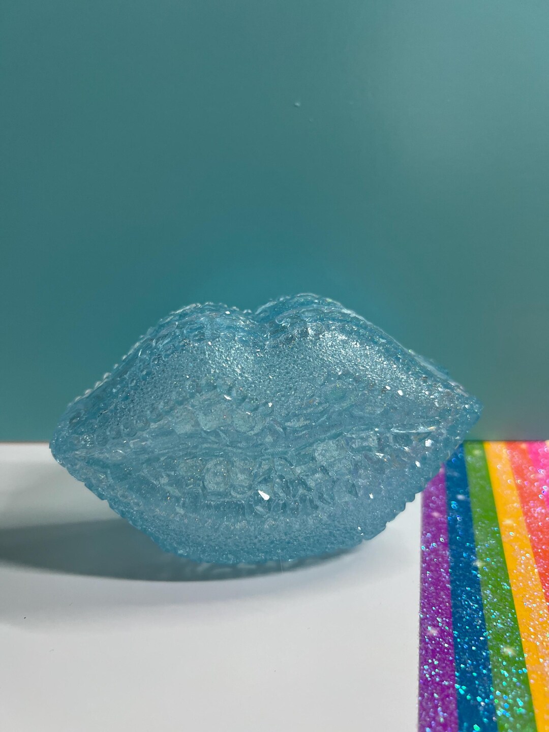 Disco Blue Sparkle Lips Trinket Box, Shelf Desk Office Decor - Etsy