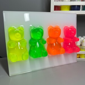 Extra Large Neon Rainbow Resin Gummy Bears, 3D Pop Art Wall Art ...