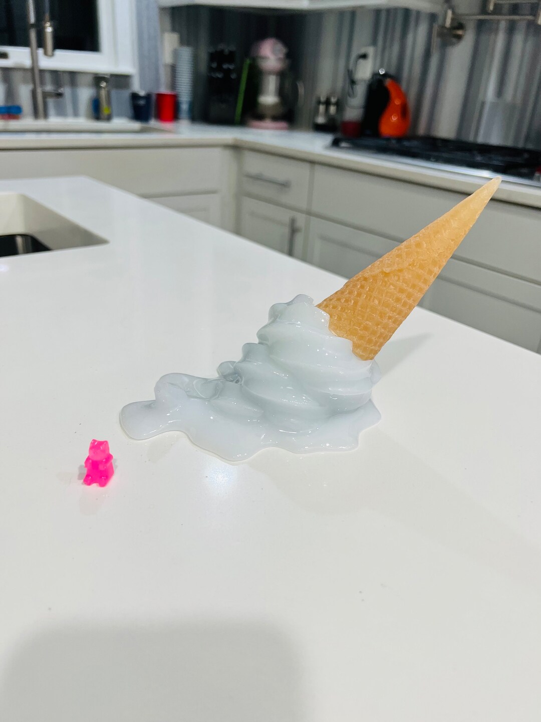 Giant Vanilla Melting Ice Cream Cone Pop Art Decor, Resin Sculpture ...