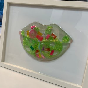 Green With Envy Giant Lips Candy Filled Pucker Up, 3D Pop Art Wall Art ...