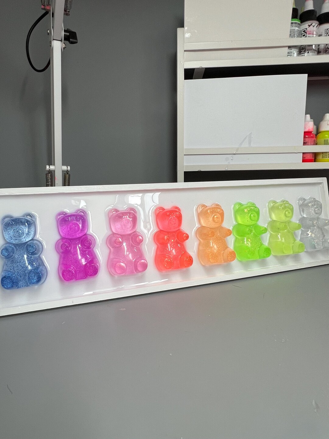 Extra Large Glitter Neon Rainbow Resin Gummy Bears, 3D Pop Art Wall Art ...
