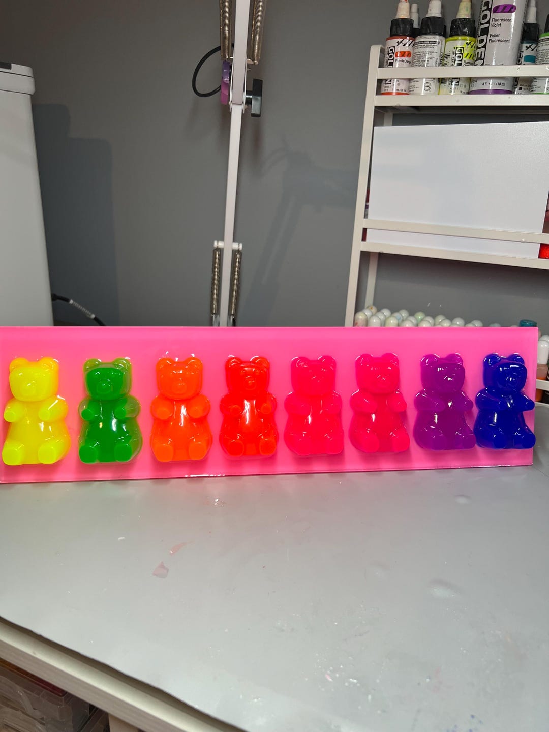 Extra Large Neon Rainbow Resin Gummy Bears, 3D Pop Art Wall Art ...