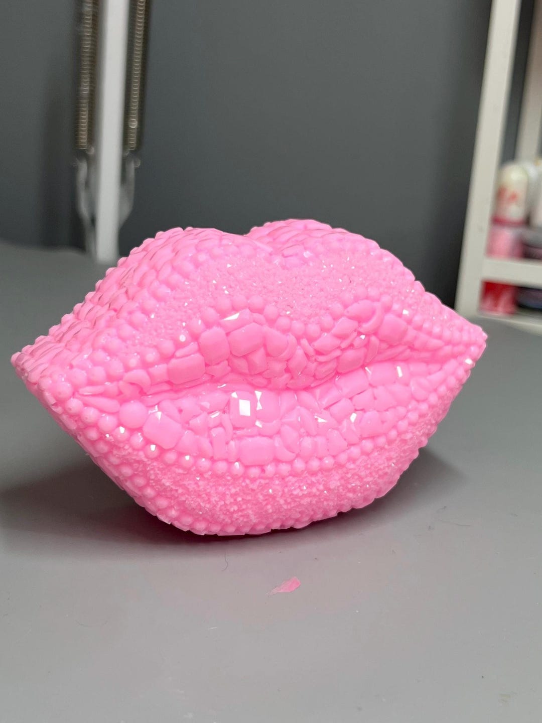 Pink Sparkle Lips Trinket Box, Shelf Desk Office Decor, DISCO Pop ART ...
