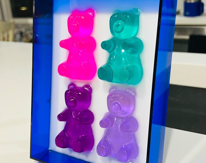 Neon Gummy Bear Wall Art, 3D Pop Art, Neon Resin Art, Candy Art, Pop ...