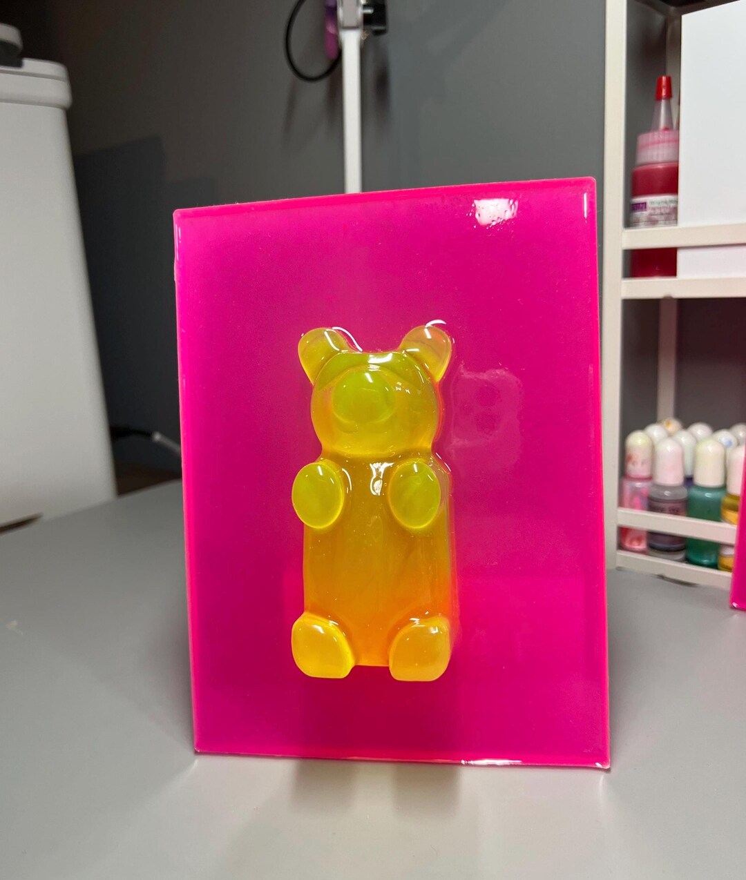 Giant Neon Yellow Resin Gummy Bear Neon Magenta, 3D Pop Art Wall Art ...