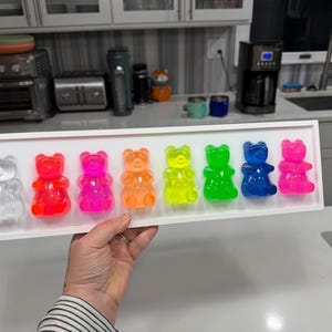 Neon Rainbow Gummy Bears Wall Art – 18 X 5 Resin Pop Art on Wood Frame ...