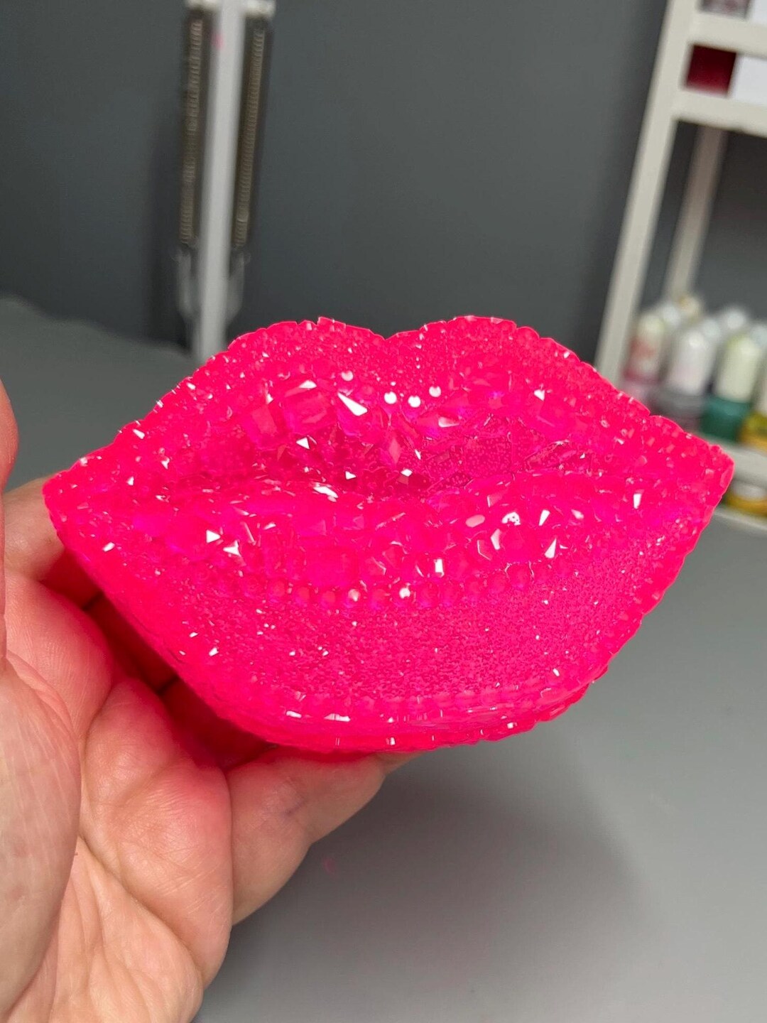 Disco Pink Sparkle Lips Trinket Box, Shelf Desk Office Decor - Etsy