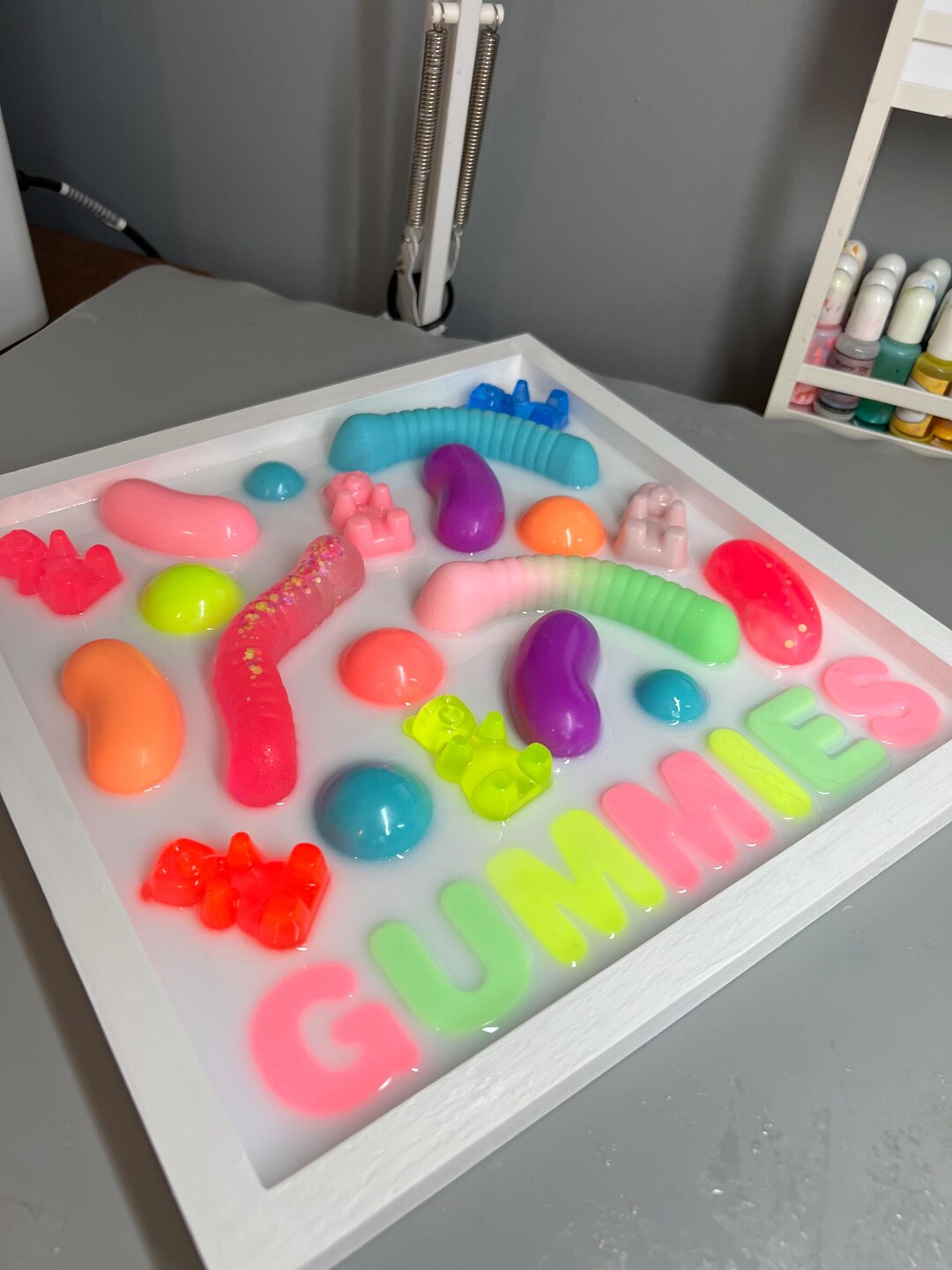 Gummy Candy Wall Painting, Gummies Jellybeans Sour Gummy Worms 3D Pop ...