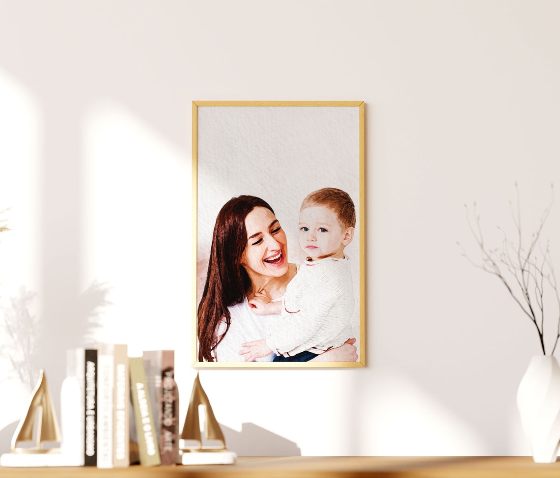 Personalized Watercolor Portrait From Photo, Mother's Day Gift Portrait ...