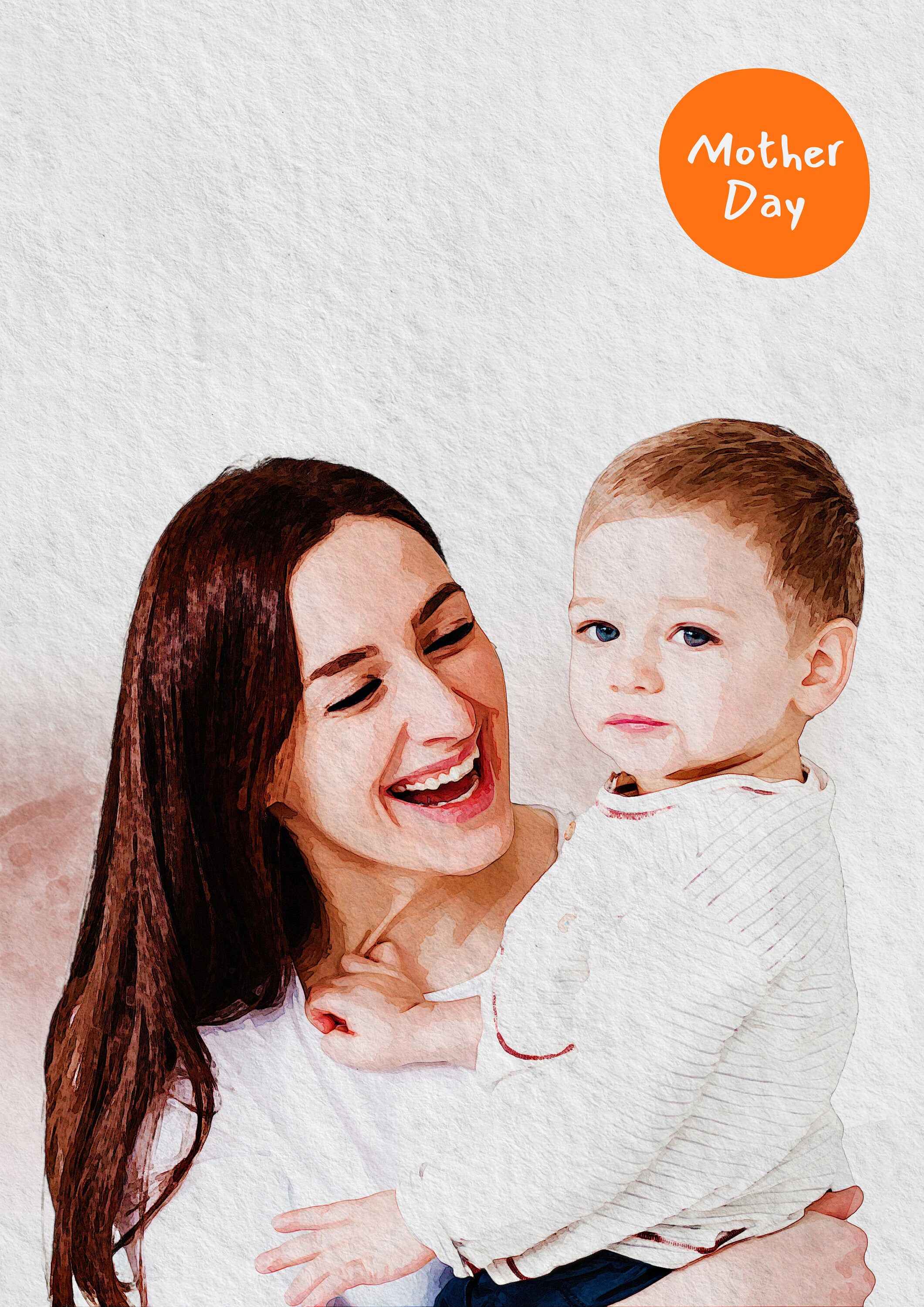 Personalized Watercolor Portrait From Photo, Mother's Day Gift Portrait ...