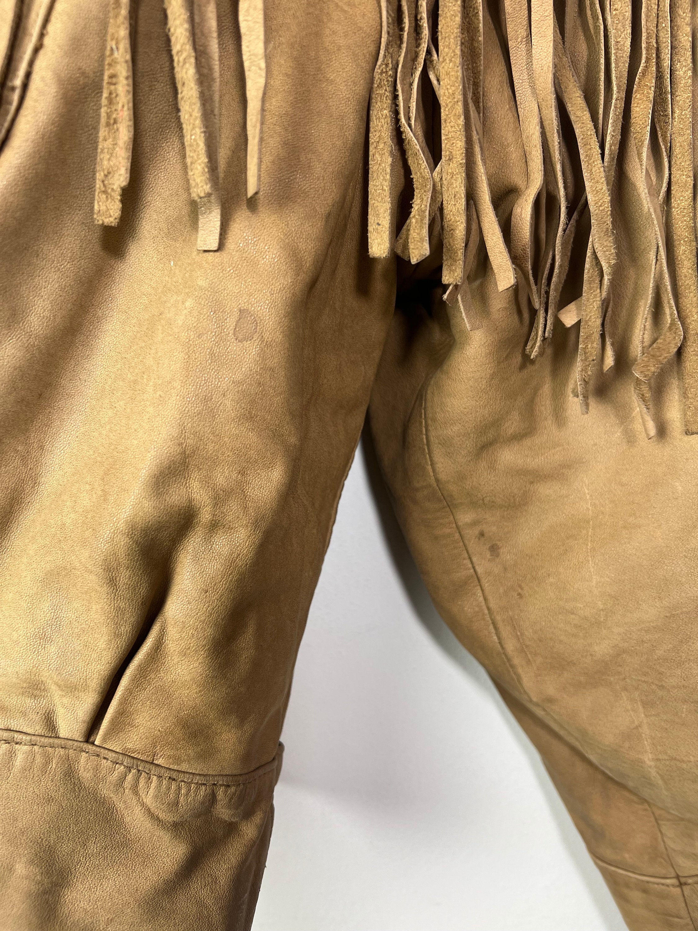 Real Leather Vintage Fringe Jacket Cowboy Western Long Fringes ...