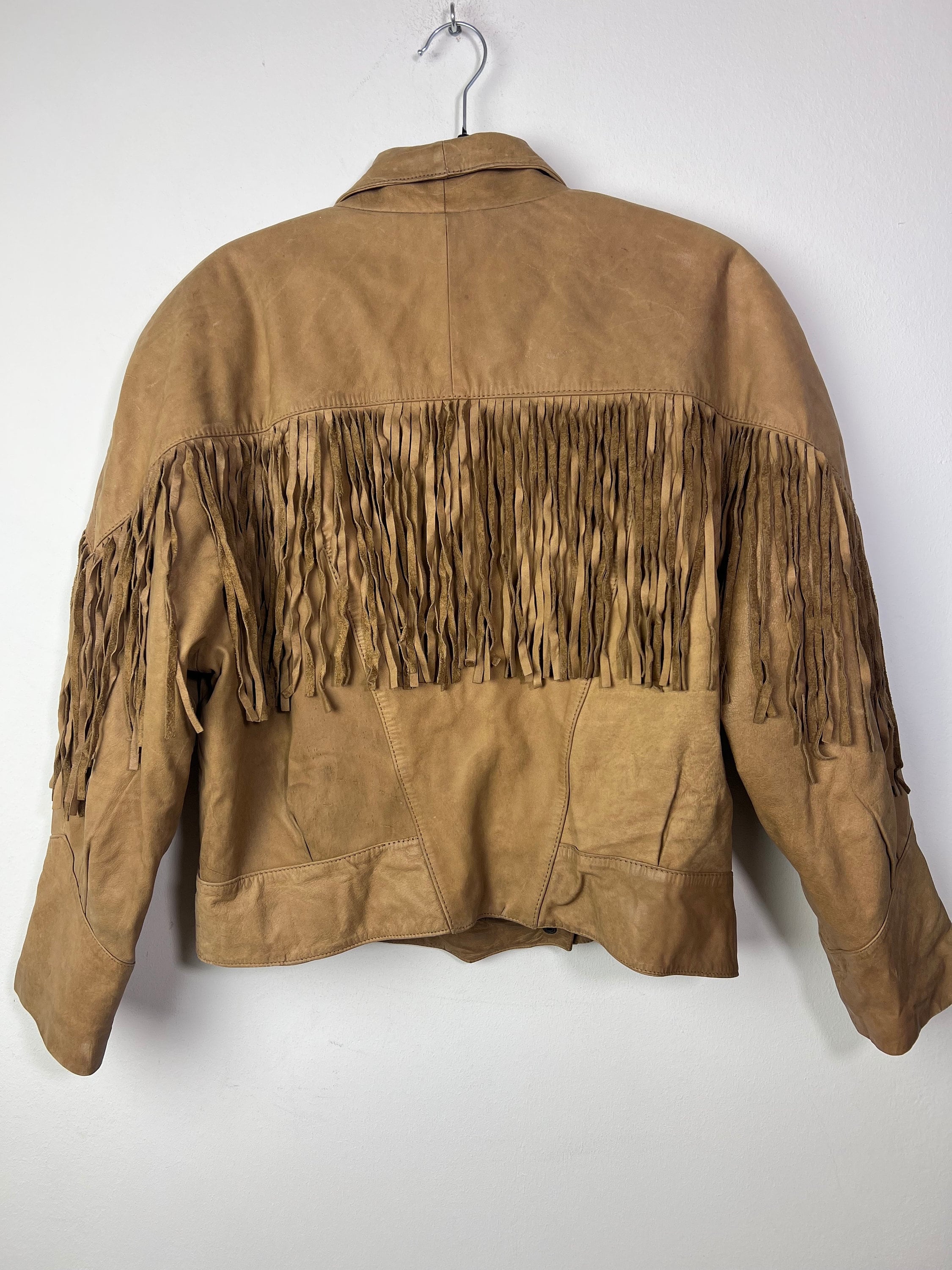 Real Leather Vintage Fringe Jacket Cowboy Western Long Fringes ...