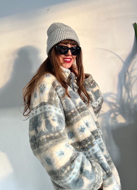 Fleece vintage Aztec indian patterned winter snowflak… - Gem