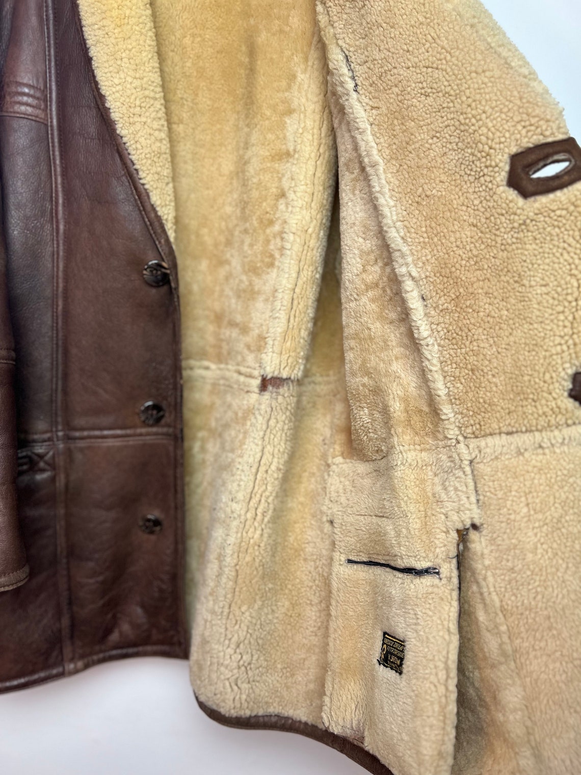 Natural Shearling Coat Brown Jacket Vintage Wool Long Real Thick ...