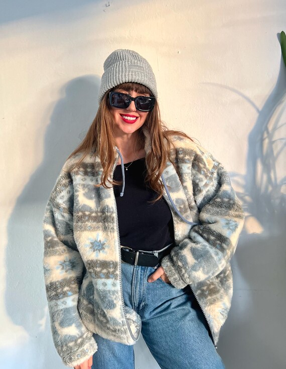Fleece vintage Aztec indian patterned winter snowflak… - Gem