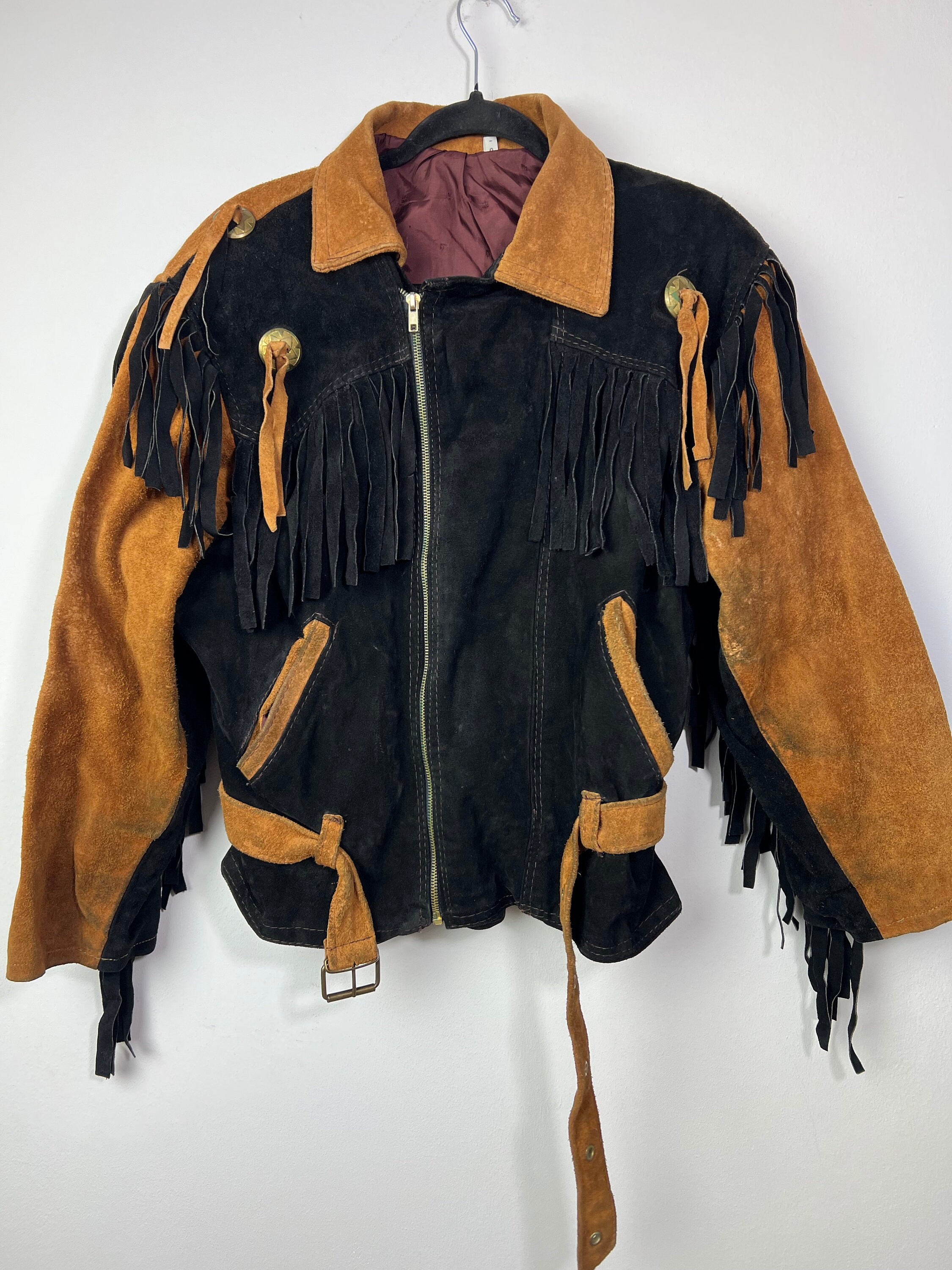 Vintage Fringe Jacket Cowboy Western Real Leather Suede Long Fringes ...