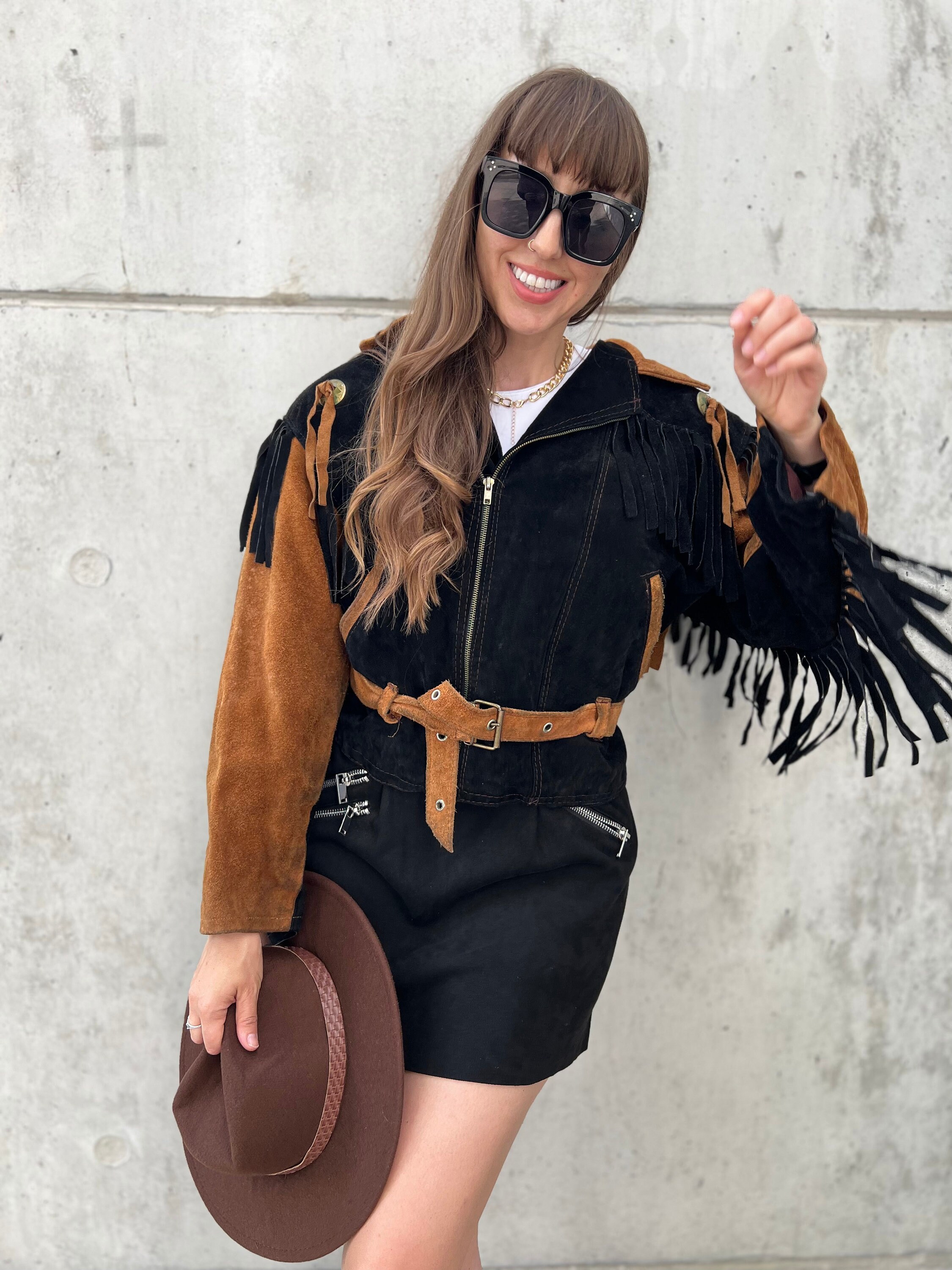 Vintage Fringe Jacket Cowboy Western Real Leather Suede Long Fringes ...