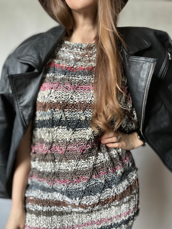 Beautiful poncho sweater braided with strings natural… - Gem