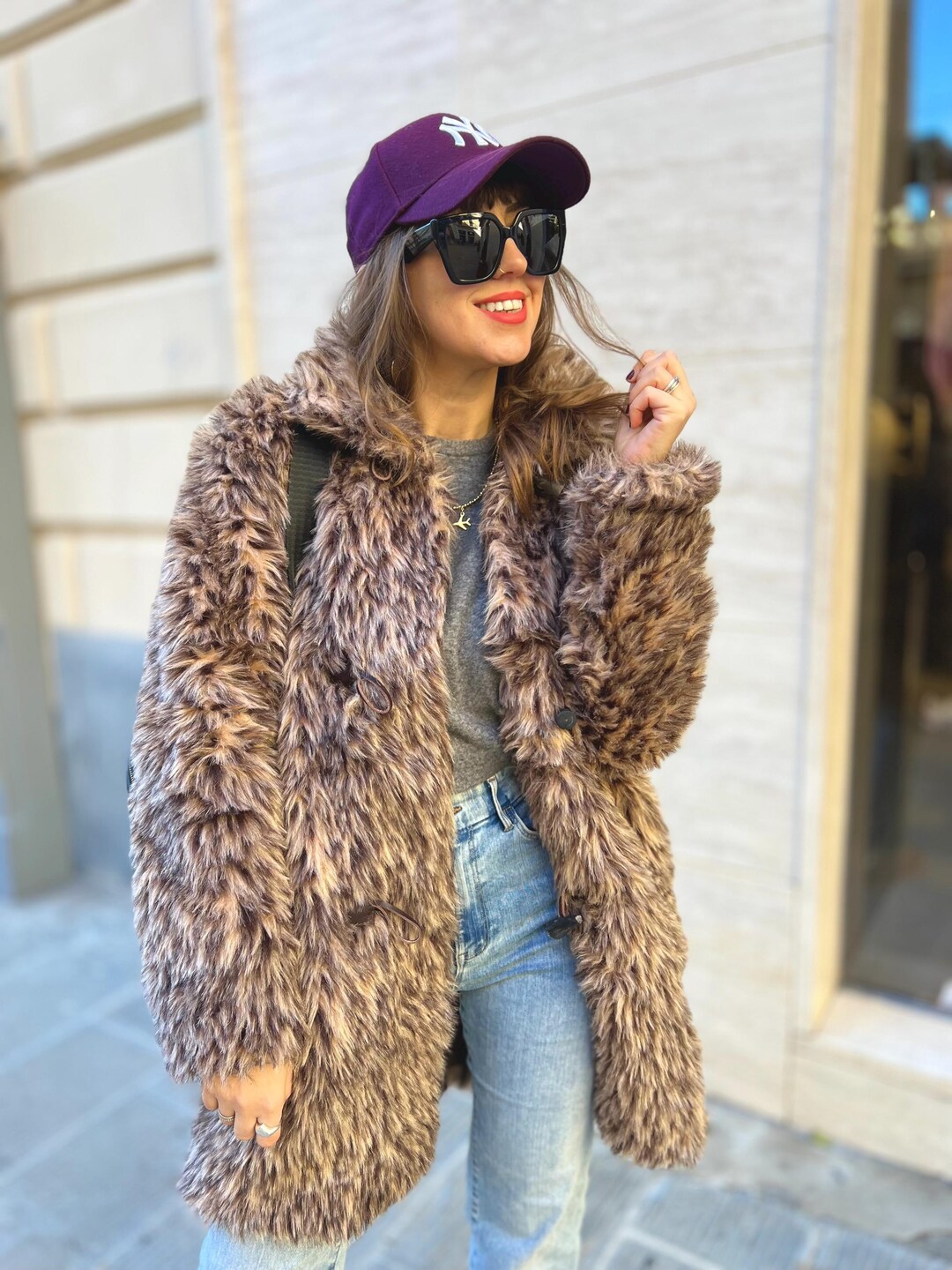 Vintage Fur Coat Faux Long Cheetah Leopard Spots Soft Oversized Mob ...