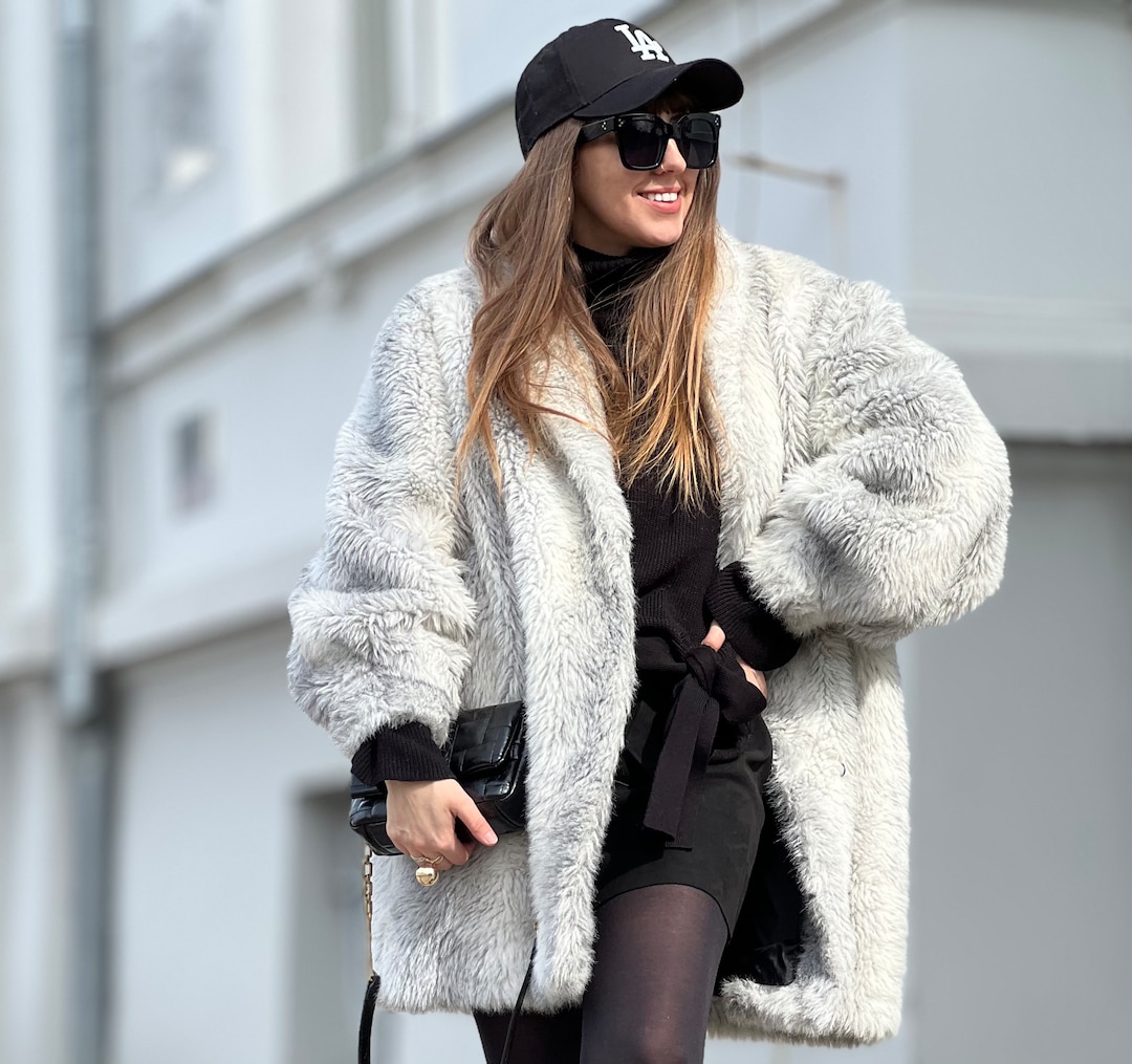 White Vintage Faux Fur Mob Wife Fake Mink / Fox Oversized Large 48 Xxl ...