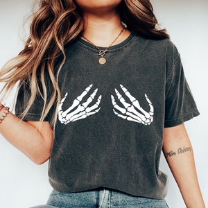 Comfort Colors Skeleton Hand Shirt,hand Bra Shirt,skeleton Hand Bra ...