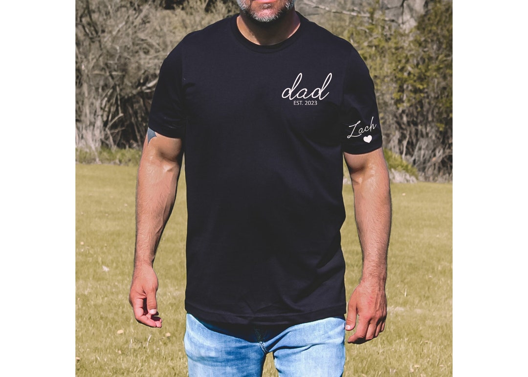 Custom Dad Shirt With Kid Name on Sleeve,personalized Dad Shirt,new Dad ...