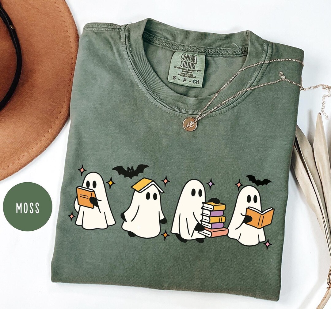 Comfort Colors Ghost Reading Book Shirt,reading Shirt,book Lover Gift ...