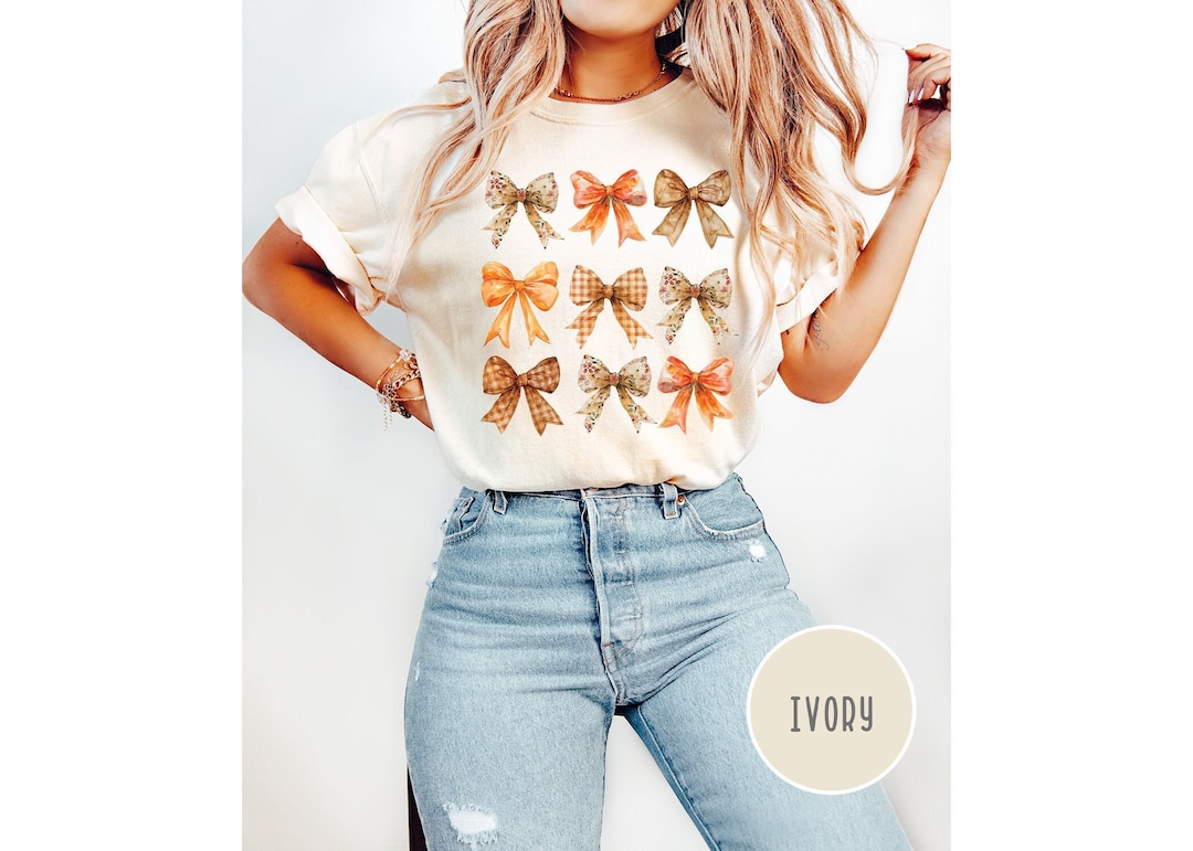 Comfort Colors Fall Pumpkin Bow Shirt,fall Coquette Bow Shirt,fall ...