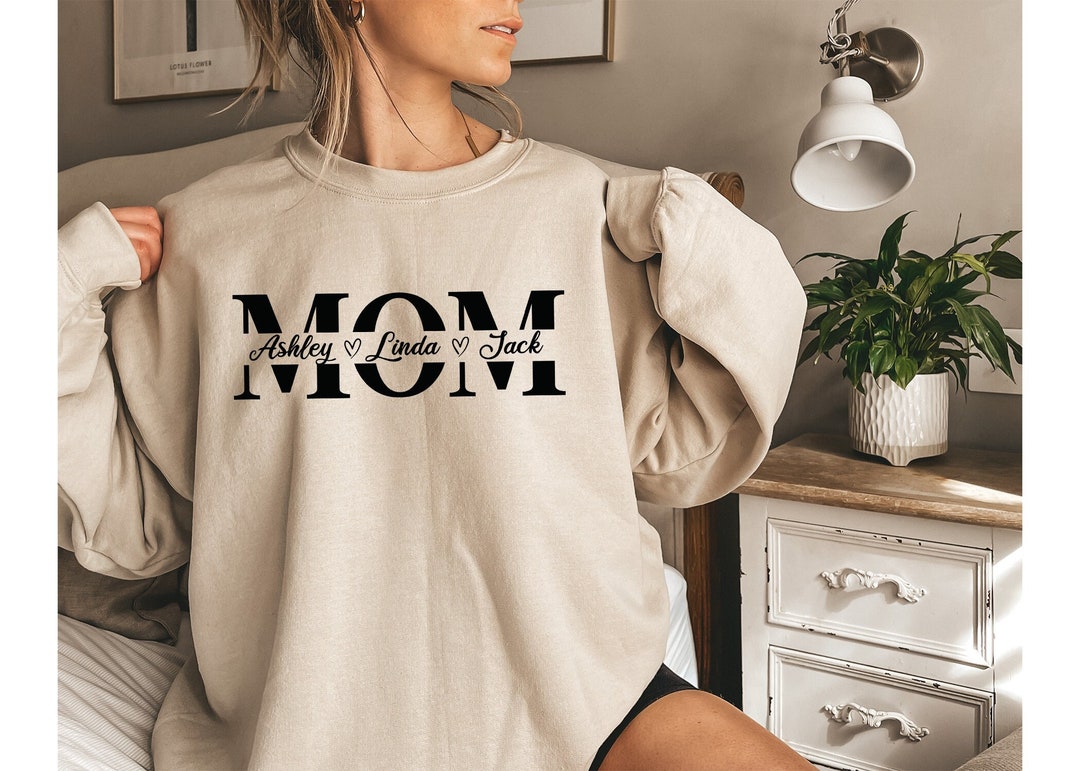 Custom Mama Sweatshirt With Kids Names,personalized Mom Sweatshirt ...