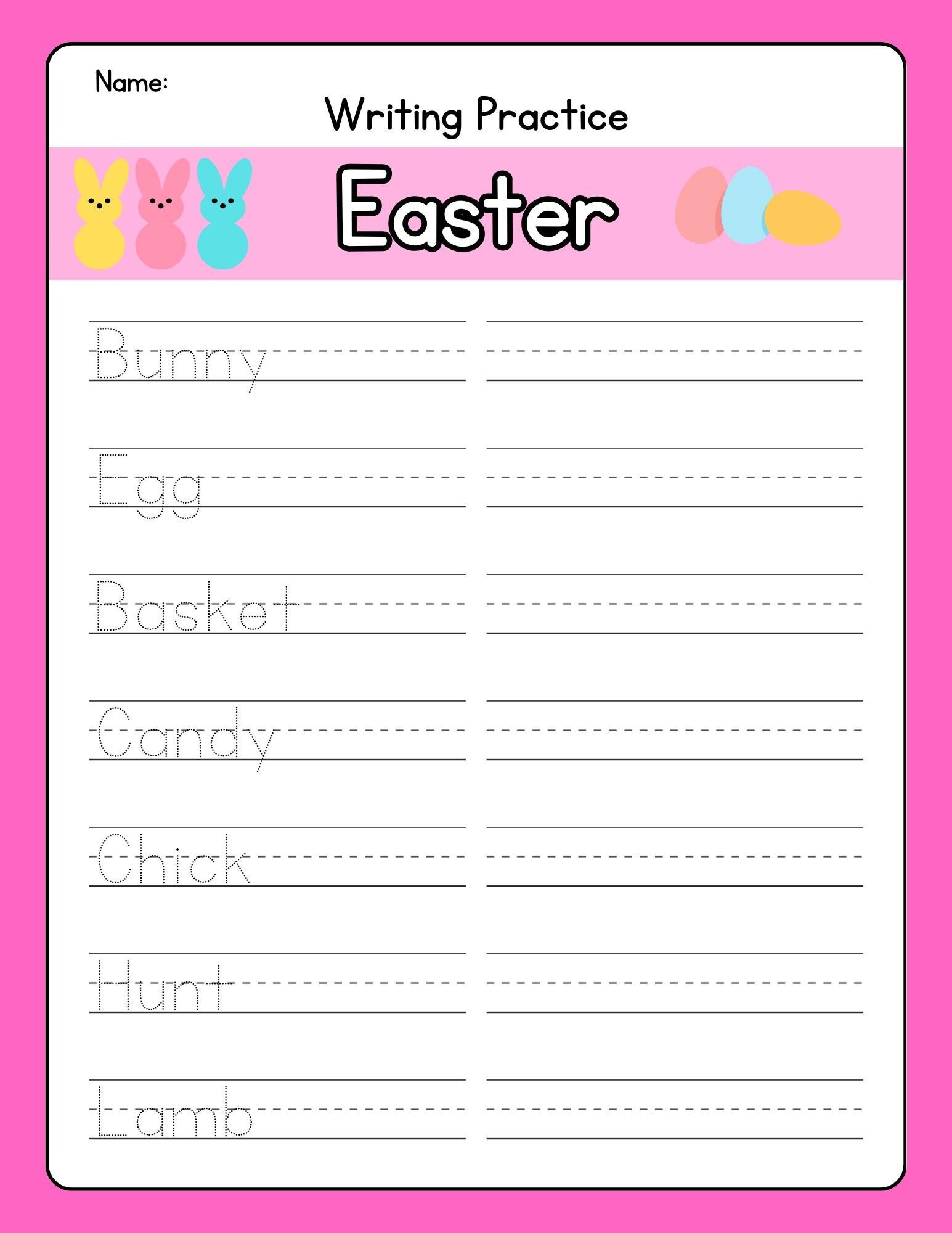 Easter Writing Practice Worksheet Party Kids Learning - Etsy