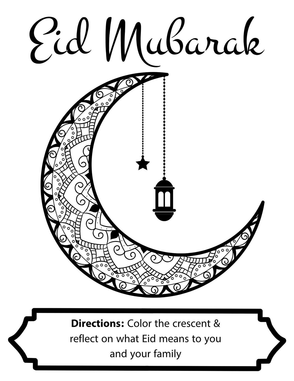 Eid Mubarak Coloring Page I Eid Worksheet I Eid Activity I Muslim Kids ...
