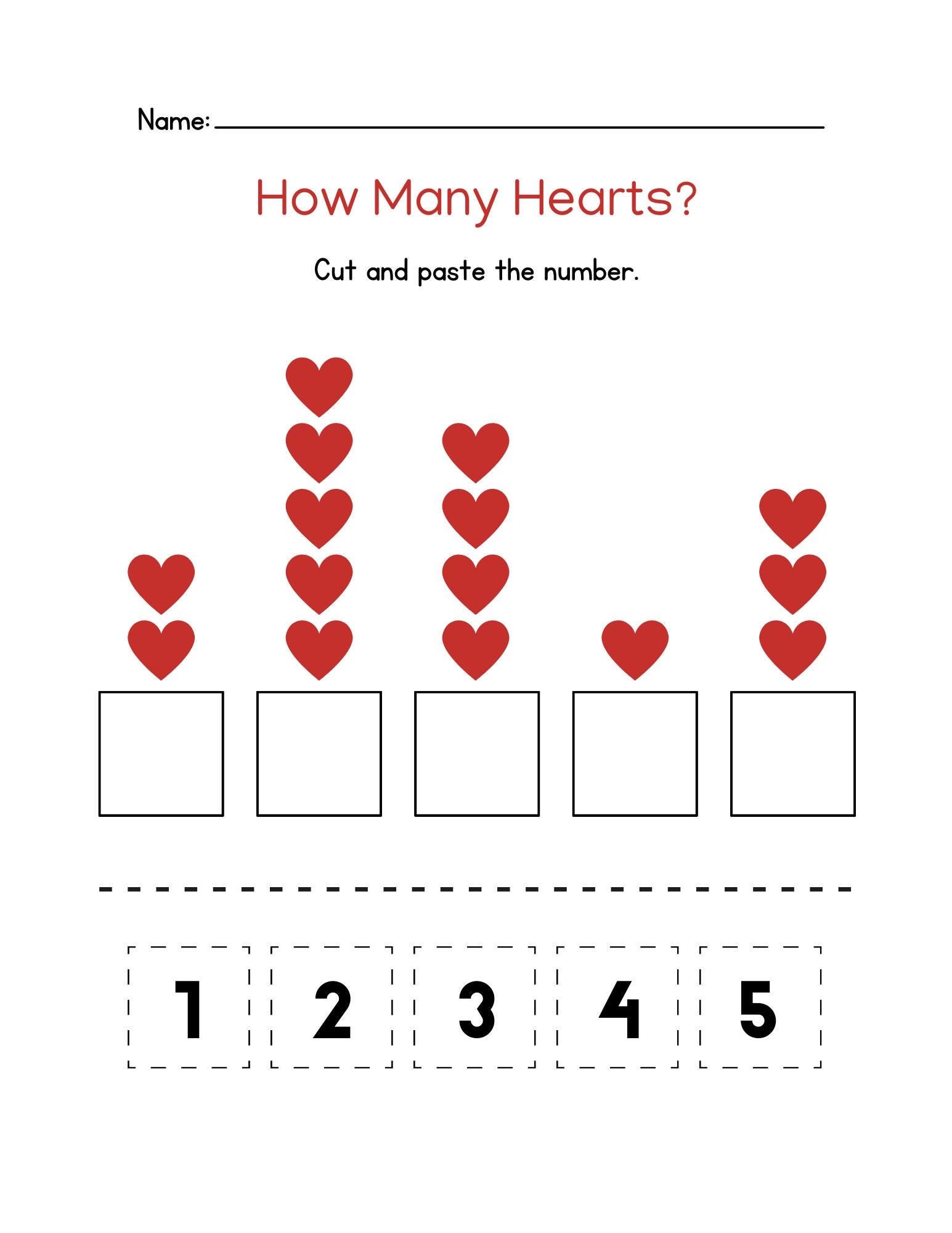 How Many Hearts Valentine's Day Math Worksheet 4K - Etsy