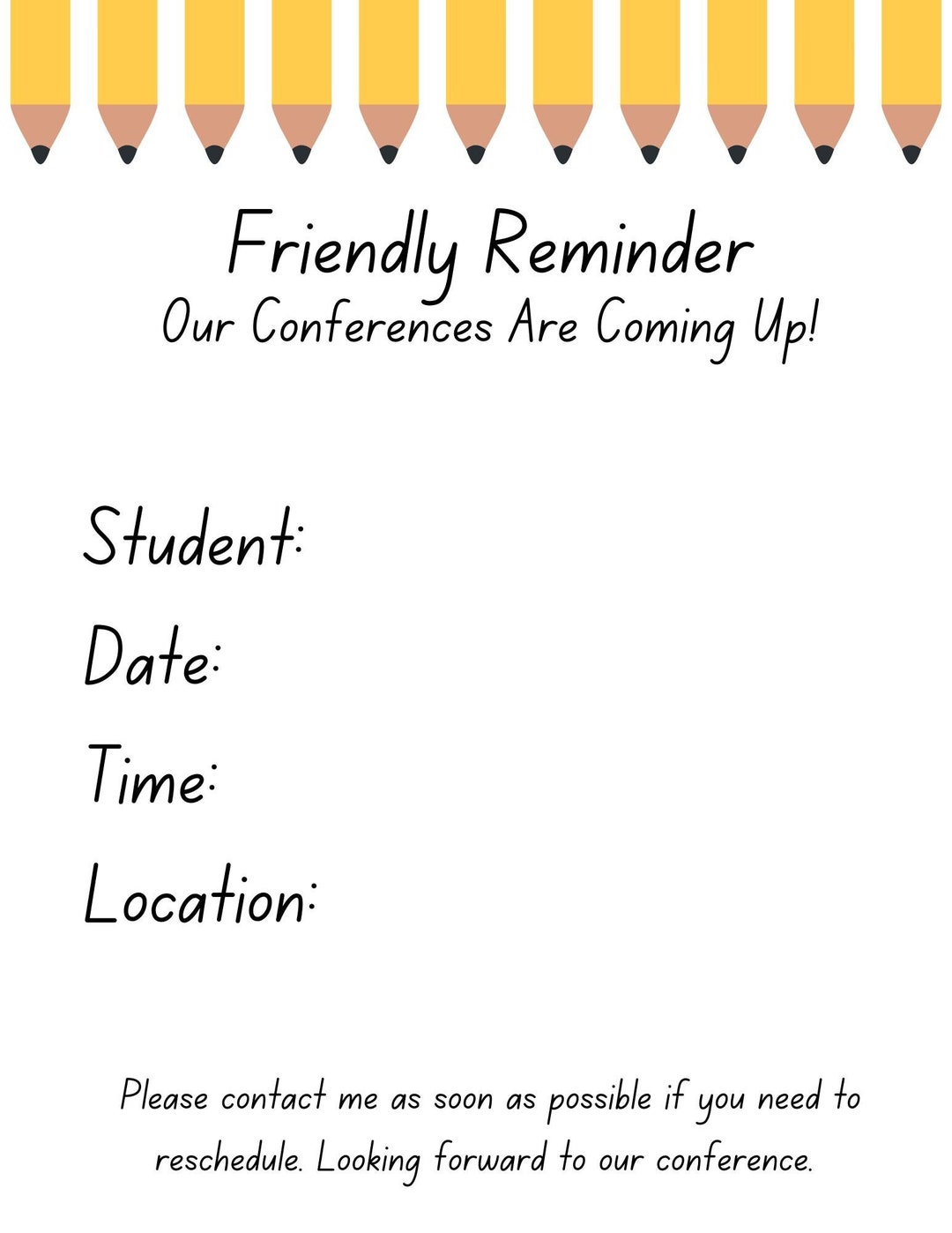 Parent Teacher Conference Reminder Printable - Etsy