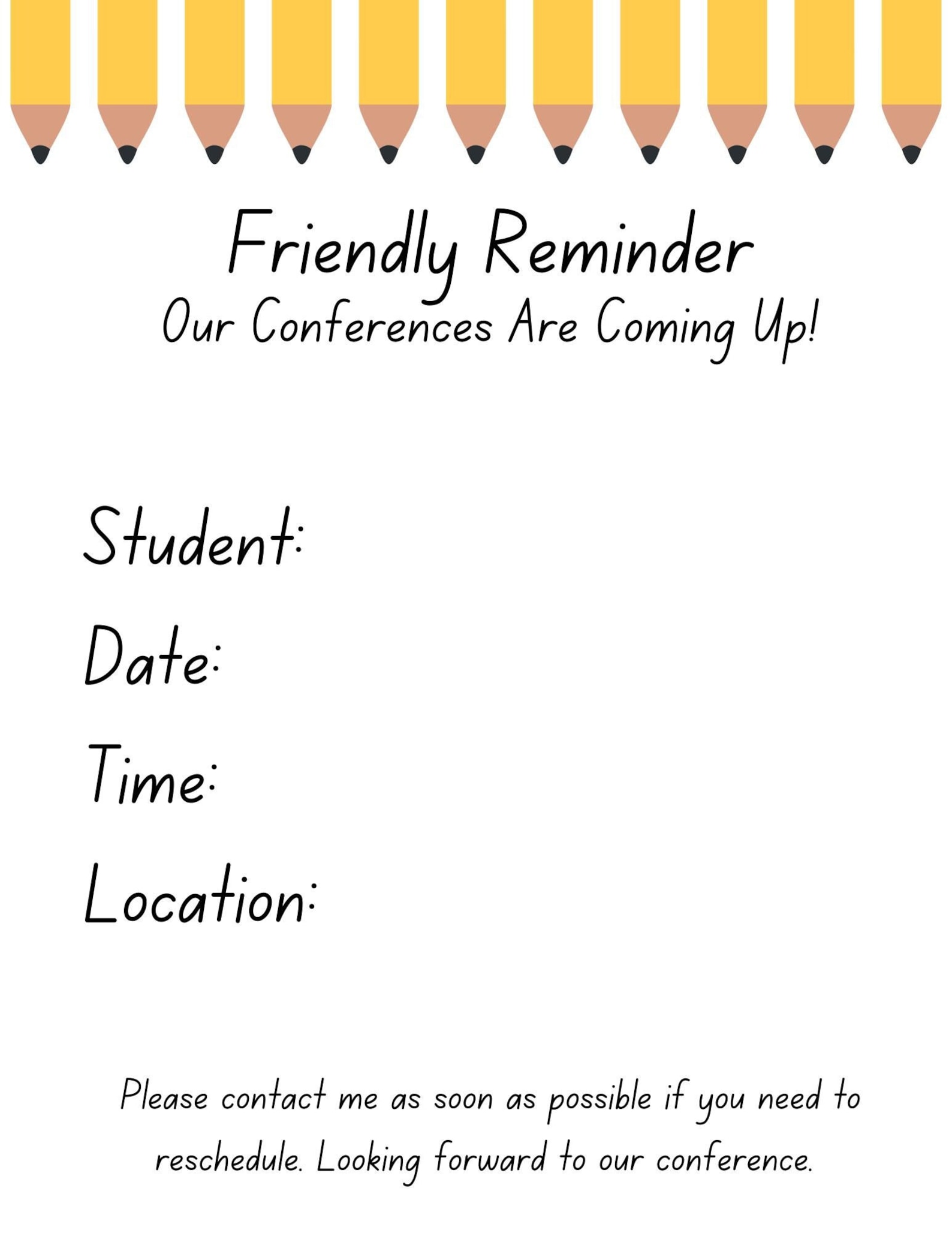 Parent Teacher Conference Reminder Printable - Etsy