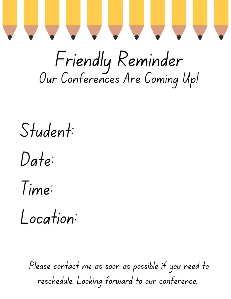 Parent Teacher Conference Reminder Printable - Etsy