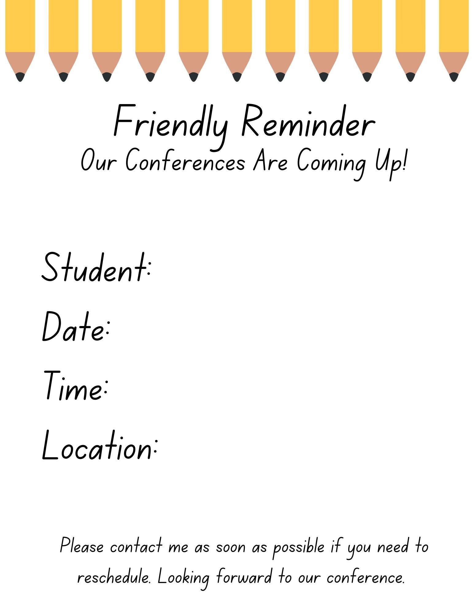 Parent Teacher Conference Reminder Printable - Etsy