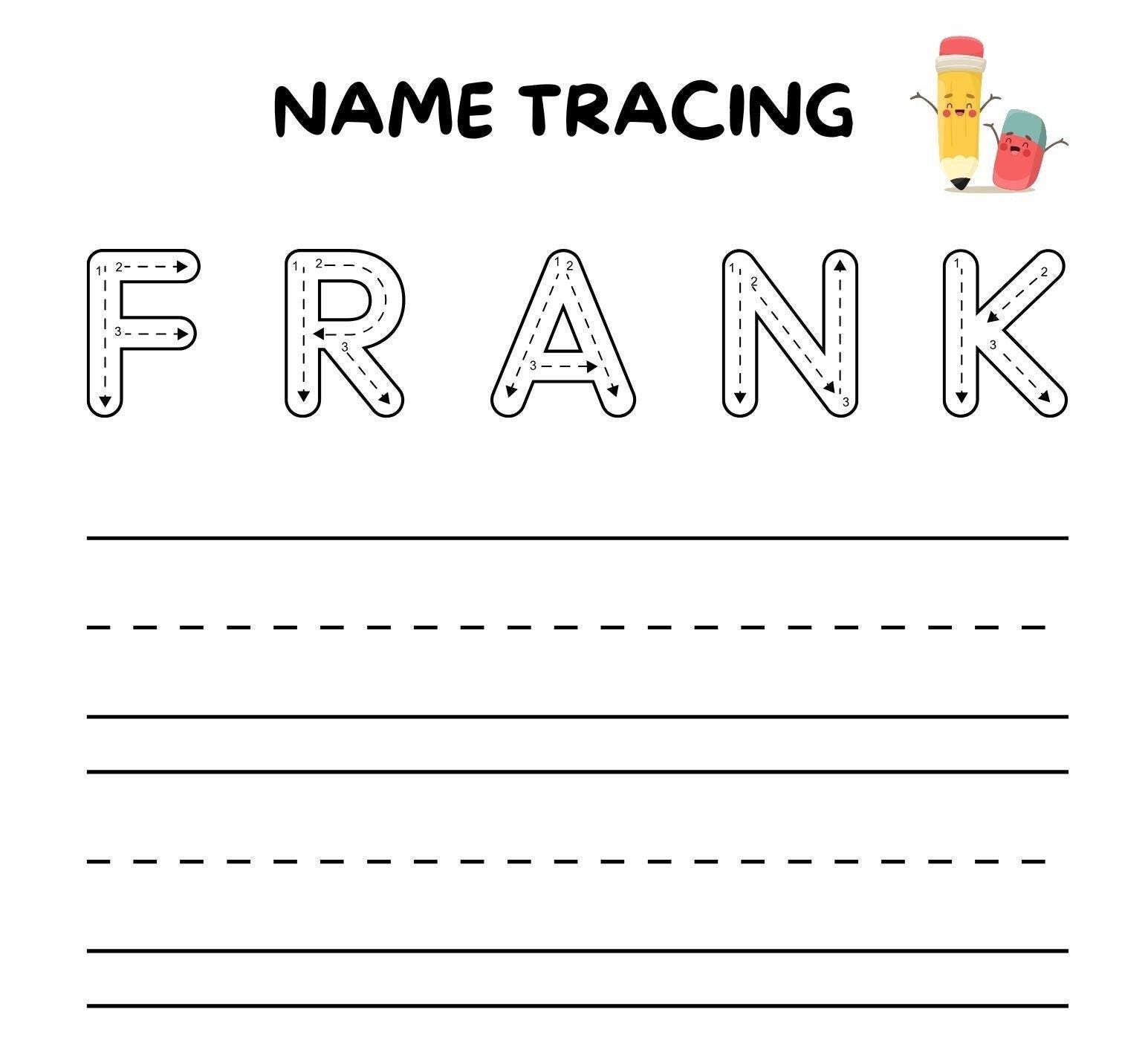 Pre-k Custom Name Tracing Worksheet, Personalized Name, Writing ...
