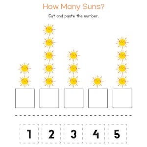How Many Suns Spring Summer Math Worksheet 4K 5K Kindergarten Preschool ...