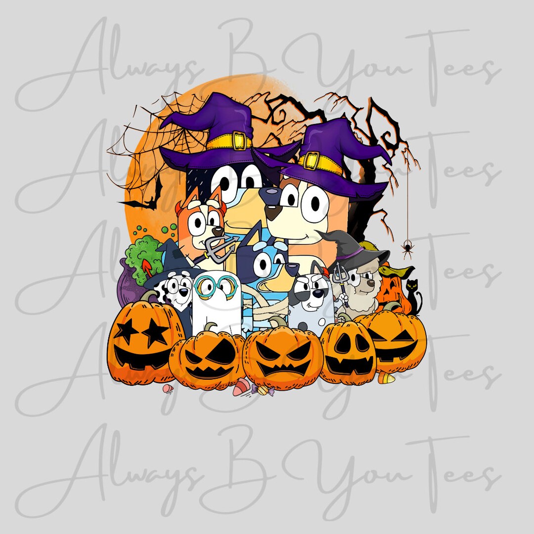 Halloween Blue Dog Cartoon DTF Transfer - Etsy