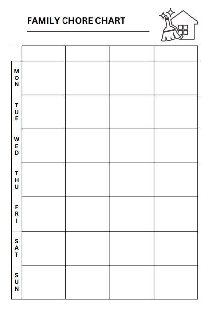 Family Chore Chart Printable and Fillable - Digital Download - Etsy