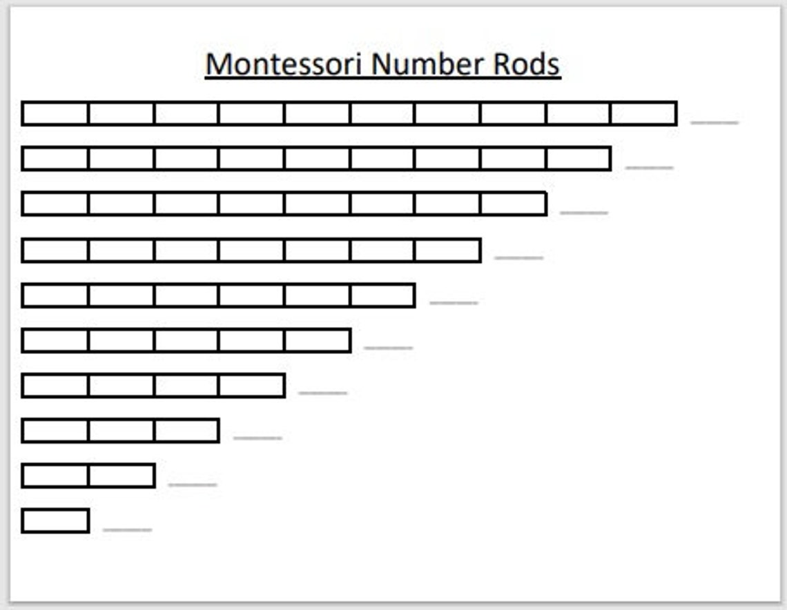 Montessori Number Rod Worksheet Activity Printable - Digital Download ...