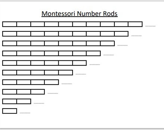 Montessori Number Rod Worksheet Activity Printable - Digital Download ...