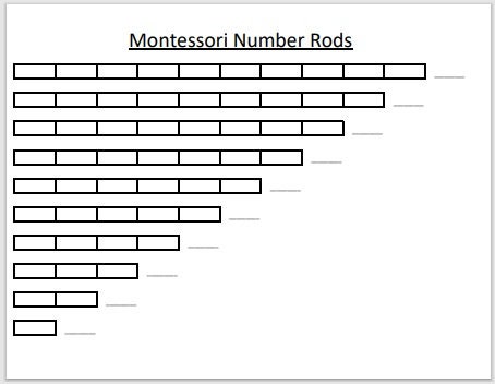 Montessori Number Rod Worksheet Activity Printable - Digital Download ...