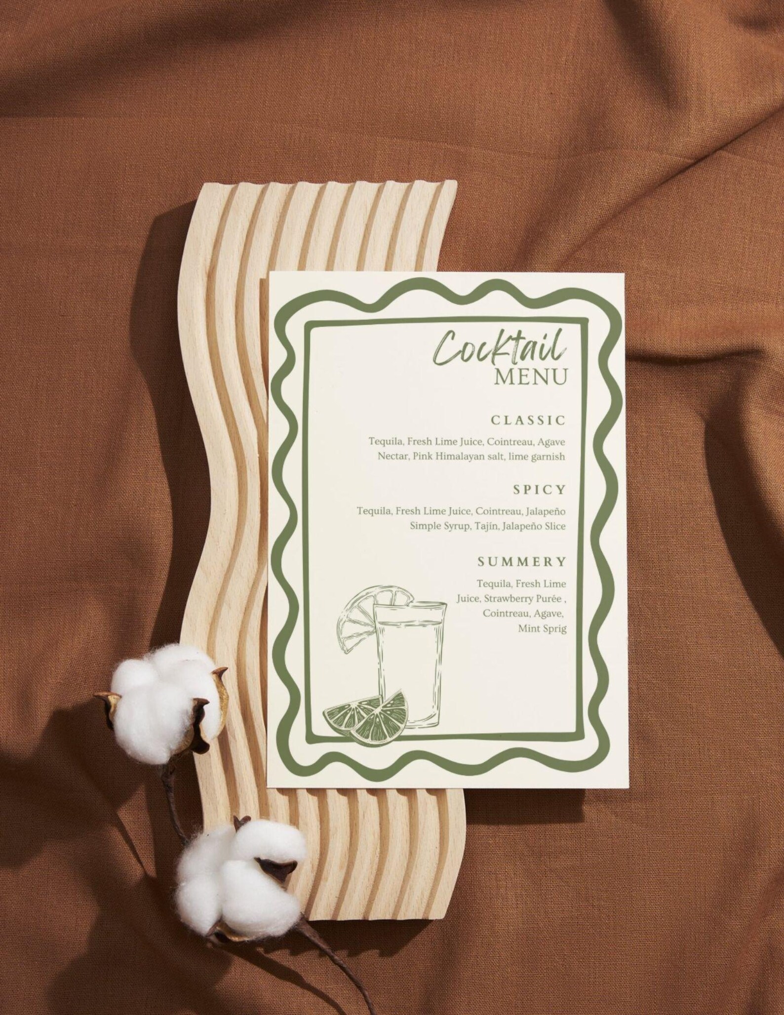 Margarita Cocktail Menu - Customizable Spicy Margs Menu, Bachelorette ...