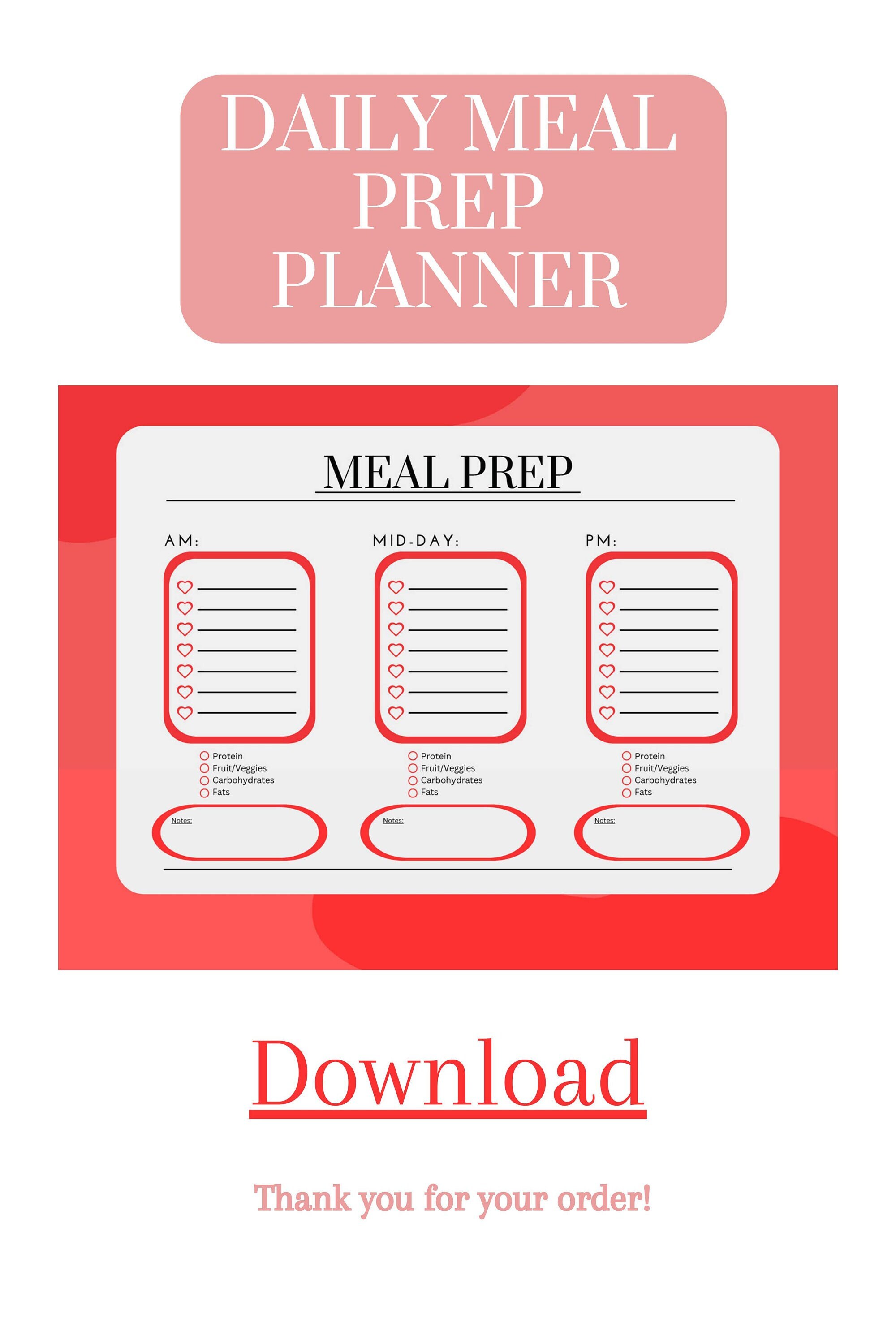Daily Meal Prep Planner Printable Download - Etsy