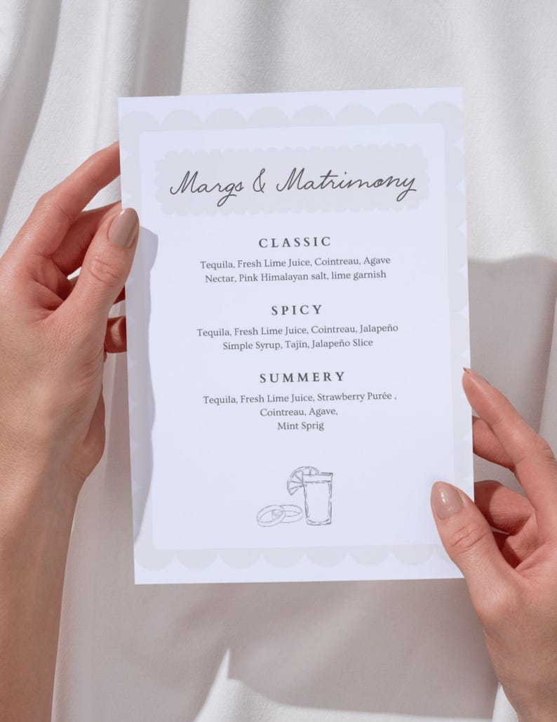 Bachelorette Party Signature Drink Menu: Customizable Cocktail List ...